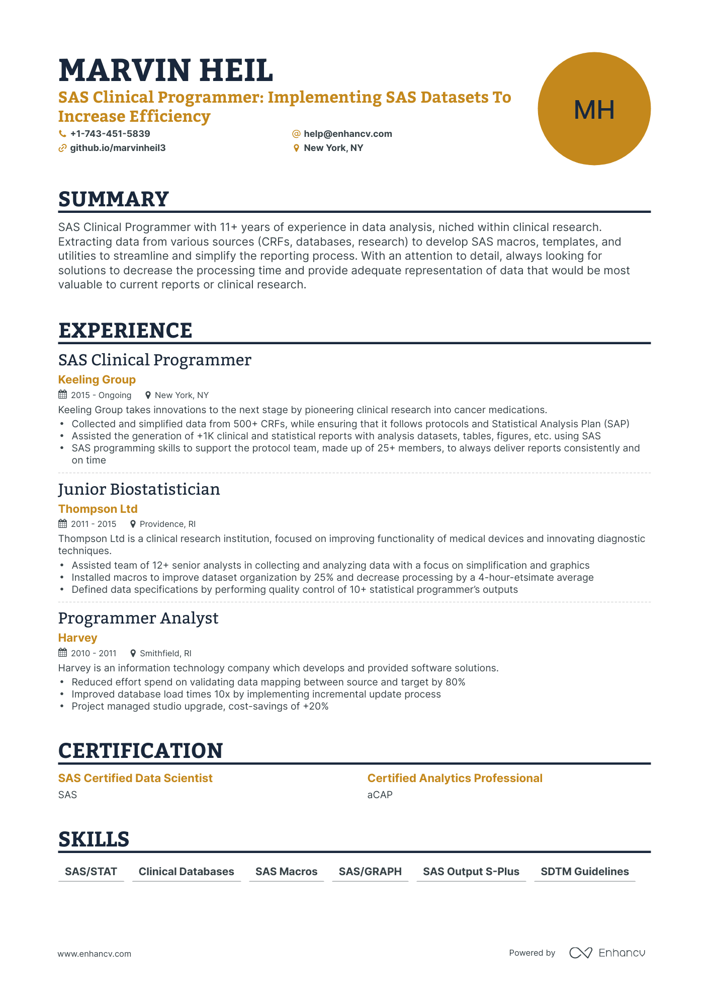 5 Sas Clinical Programmer Resume Examples And Guide For 2023 
